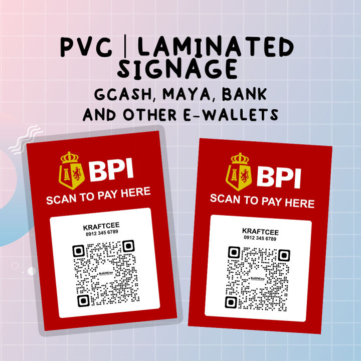 BPI PVC Laminated QR Code Payment | Signage | Custom Print | Lazada PH
