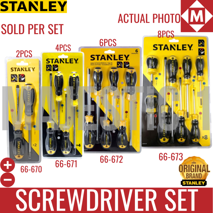 Stanley Flat Phillips Screwdriver Set 2, 4, 6, 6 w/ tester, 8 piece set ...