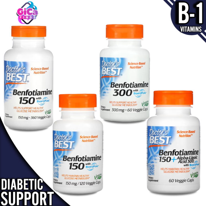 Doctors Best Benfotiamine with BenfoPure Veggie Capsules 150mg, 300, or ...