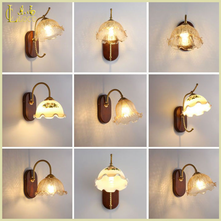 LOCO LED Wall Lamp Indoor Wood Glass Wall Light Living Room Nordic Wall ...