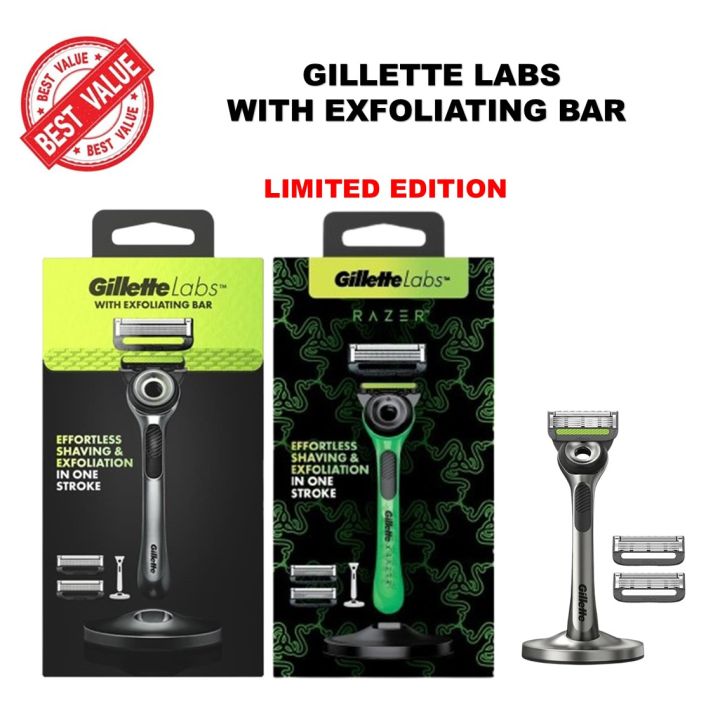 Gillette Labs with Exfoliating Bar Razor /Limited Edition/ 1 Handle + 2 ...