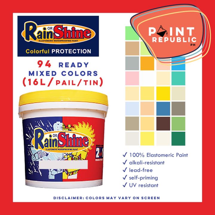 Rain or Shine Elastomeric Waterproofing Paint - Ready Mixed Colors (16L ...