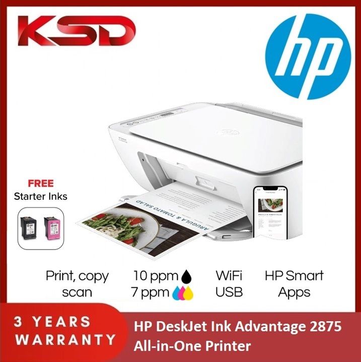 HP DeskJet Ink Advantage 2875 All In One Color Printer/Print Scan Copy Wireless | Lazada