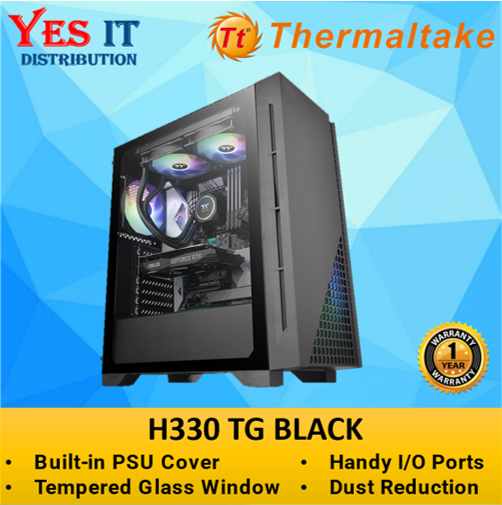 Thermaltake H330 TG ATX Case PC Desktop Casing Black (CA-1R8-00M1WN-00) | Lazada