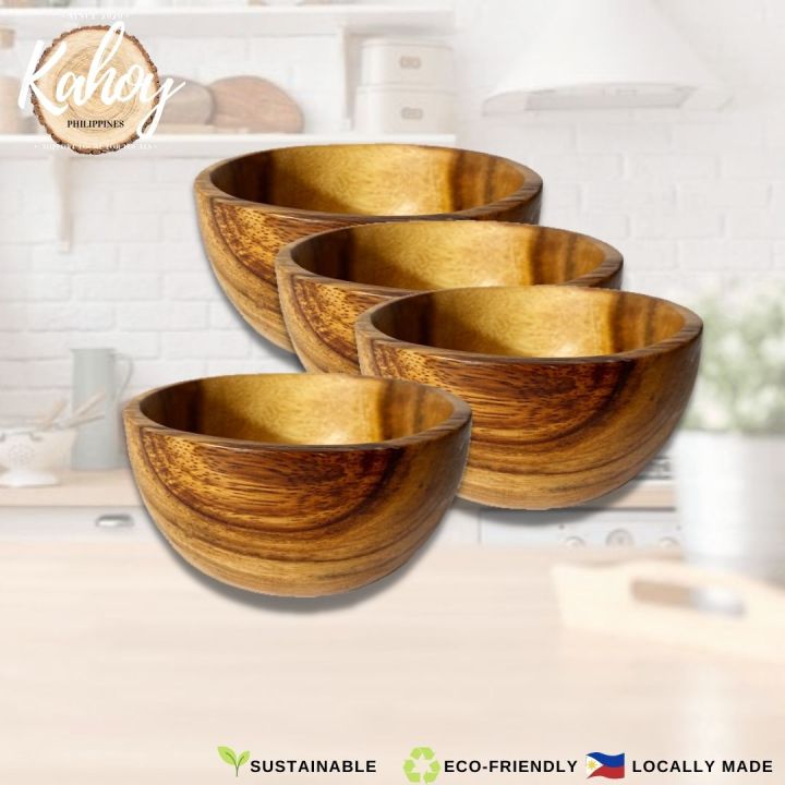 KAHOY Set Rice Bowls/ Wooden Bowls/ Soup Bowls/ Wooden Acacia Bowls ...
