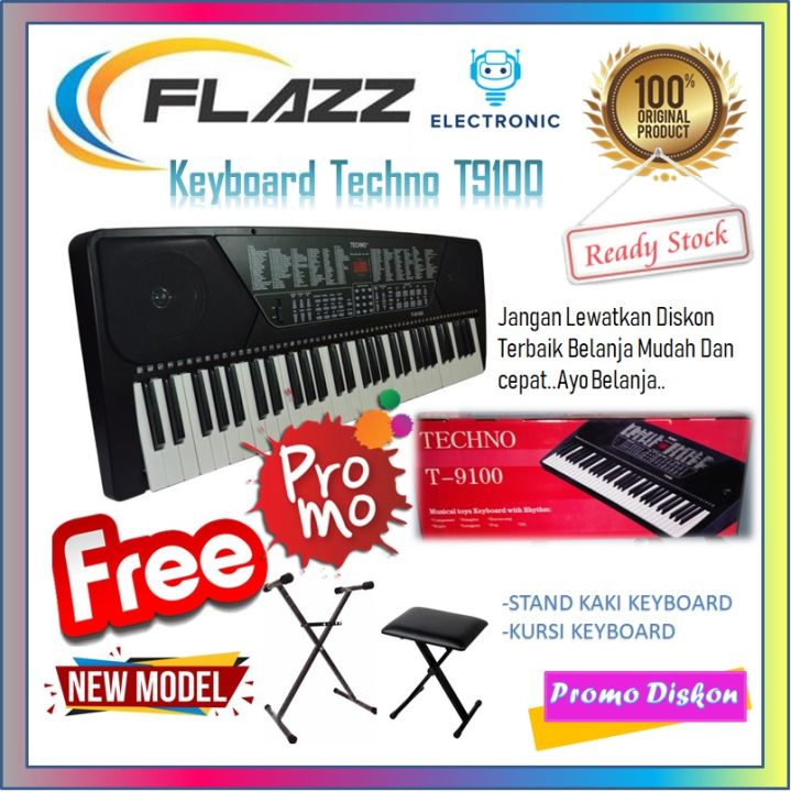 Keyboard Piano Techno T9100 Original free stand+kursi keyboard | Lazada Indonesia
