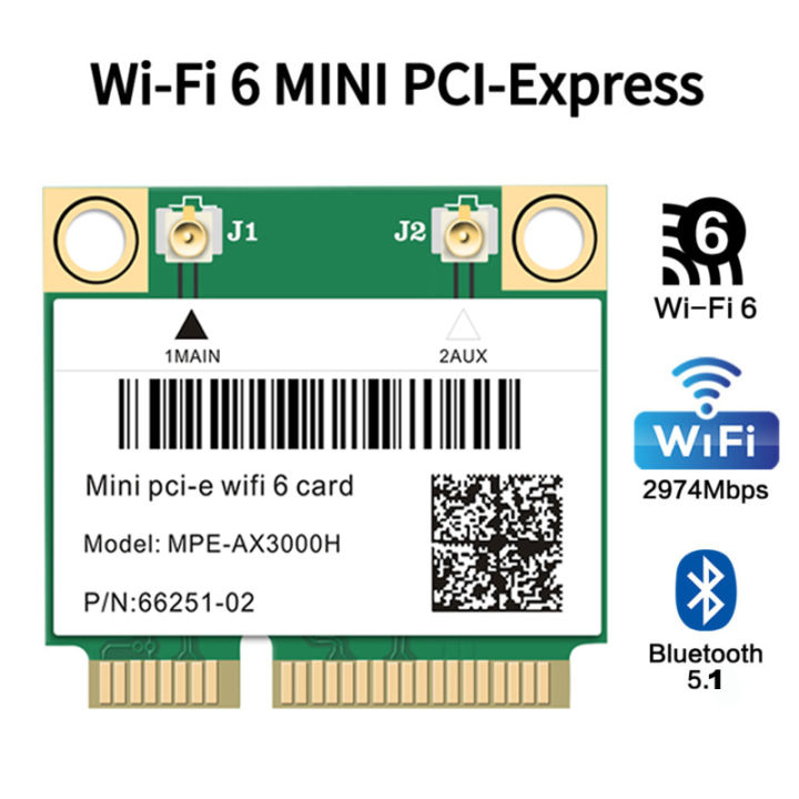 2400Mbps Wifi 6 Mini PCI-E การ์ดไร้สาย Wifi การ์ดสำหรับ Intel AX200 2 ...
