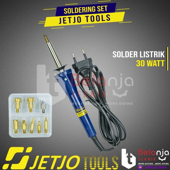 JETJO TOOLS Solder Listrik 30 Watt Soldering Iron Set Alat Patri Timah ...