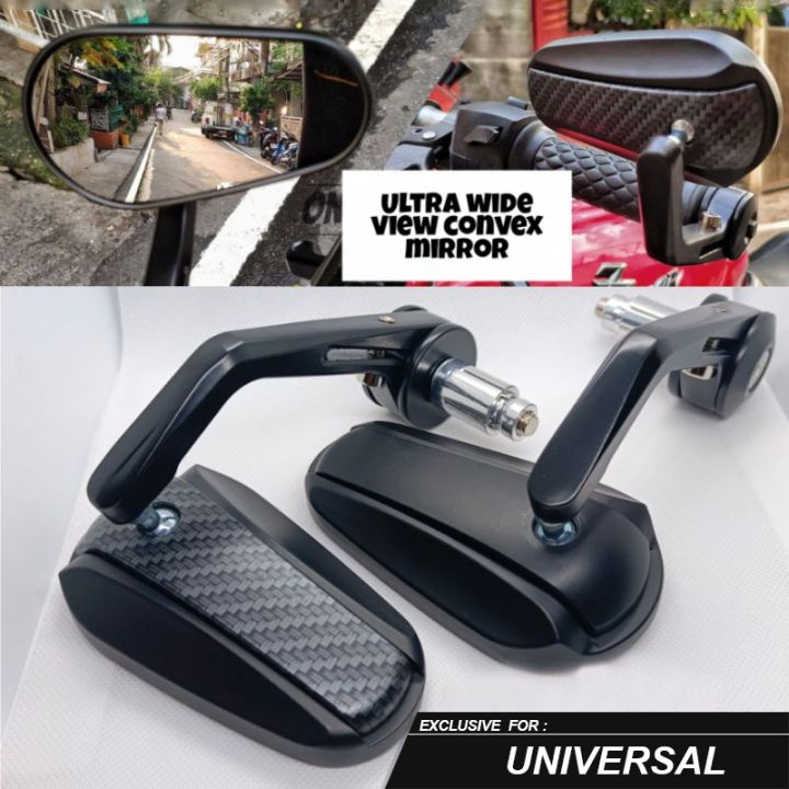 Bar end side mirror carbon type full aluminum convex type mirror ultra ...