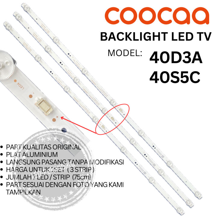 BACKLIGHT LED TV COOCAA 40 INC 40D3A 40S5C 40D3 40S5 BL 7K COCA KOKA ...