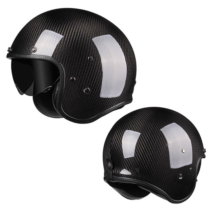 Carbon Fiber Open Face Casque Retro Scooter Motorcycle Helmet Men ...