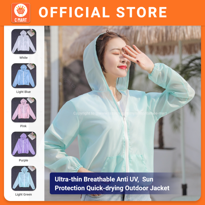 Anti UV Transparent Jacket Sun Protection Clothing Women Zipper Hooded ...