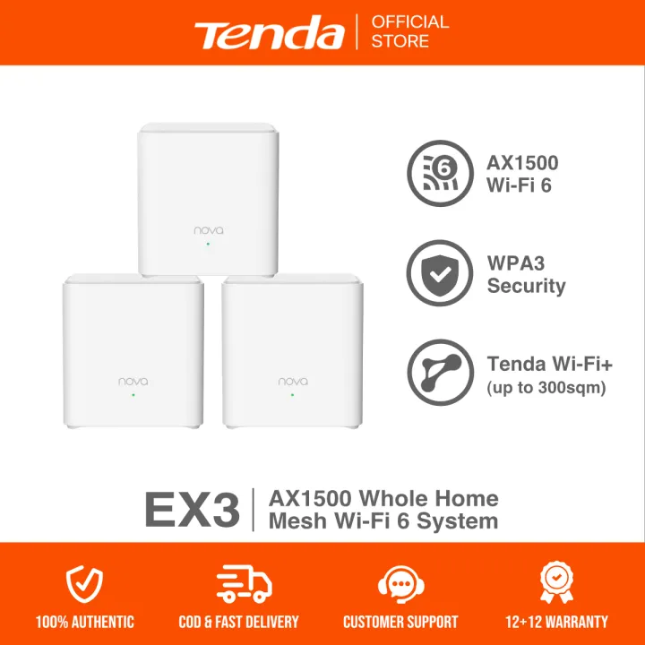 Tenda EX3 AX1500 Whole Home Wifi 6 Mesh System | Gigabit Mesh Router ...