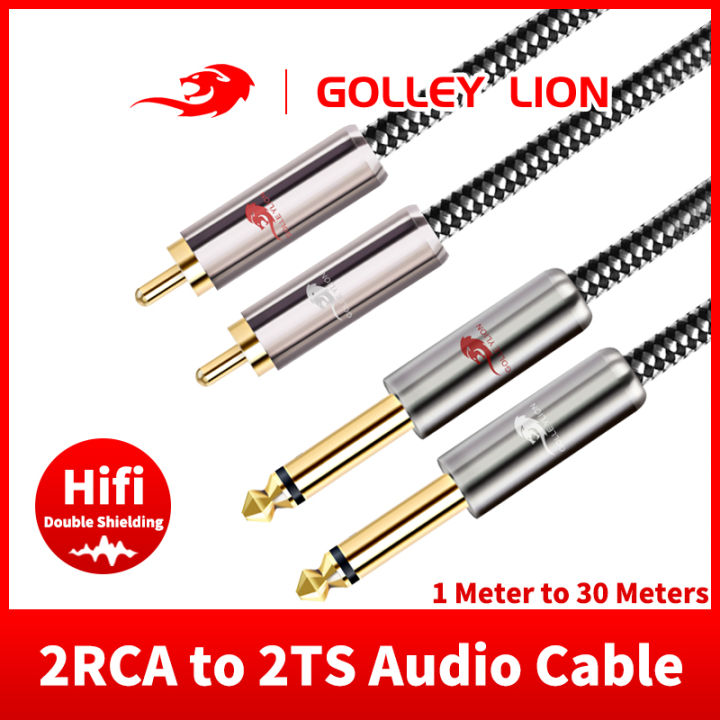 GOLLEY LION Dual 1/4 inch TS to Dual RCA Stereo Audio Interconnect ...