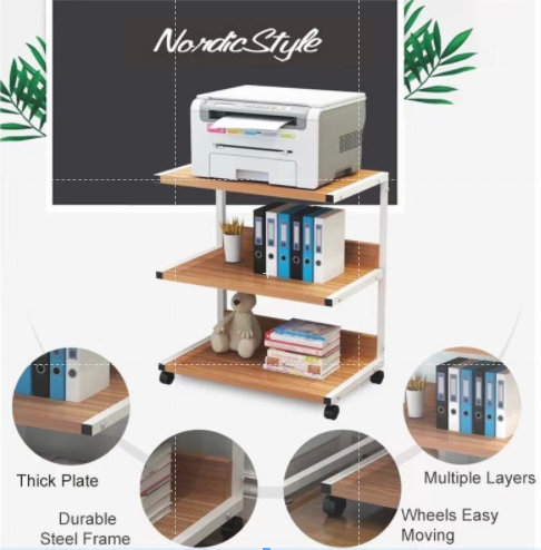 Printer Copier Stand Office Desktop Rack Organizer Shelf with Wheels ...