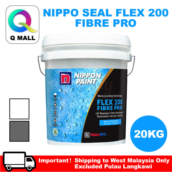 NIPPON PAINT FLEX 200 NIPPO SEAL FIBRE PRO WATERPROOFING WHITE GREY 20KG / Cat Slab Bocor | Lazada