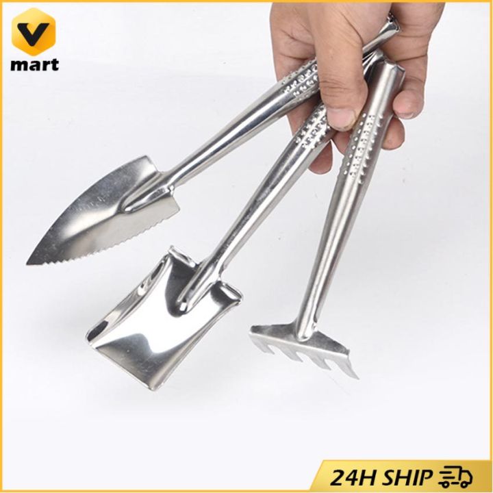 3Pcs Mini Gardening Tools Stainless Steel Potted Plants Shovel Rake ...