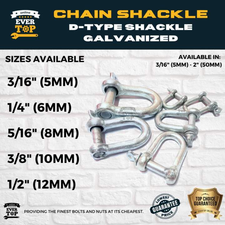 3/16" - 1/2" D-Type Galvanized Chain Shackle Anchor Shackles GI D ...