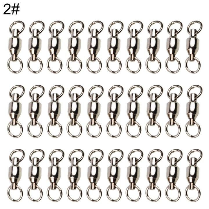 30Pcs Stainless Steel Fishing Swivels Ball Bearing Rolling Rings Hook ...