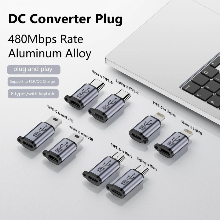 2 cái Loại C/mini/Micro USB/ánh sáng Adapter USB C nữ để V8 nam chuyển ...
