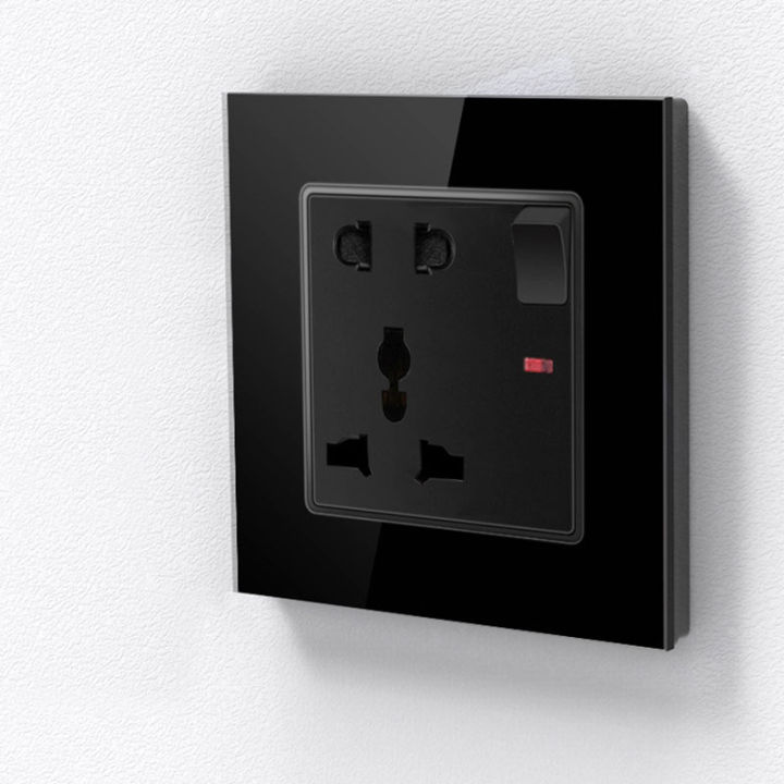 13A Malaysia 3 Pin Plug Wall Socket Ultra Thin Tempered Glass Universal ...