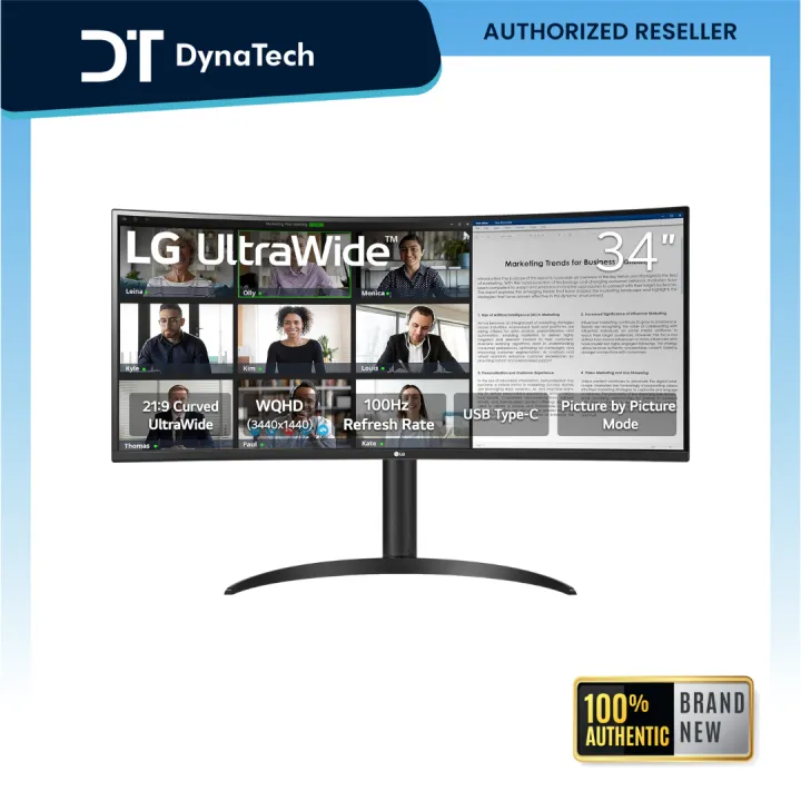 LG 34WR55QK-B 34" Ultrawide WQHD (3440x1440) 100Hz 5ms GTG VA Curved ...