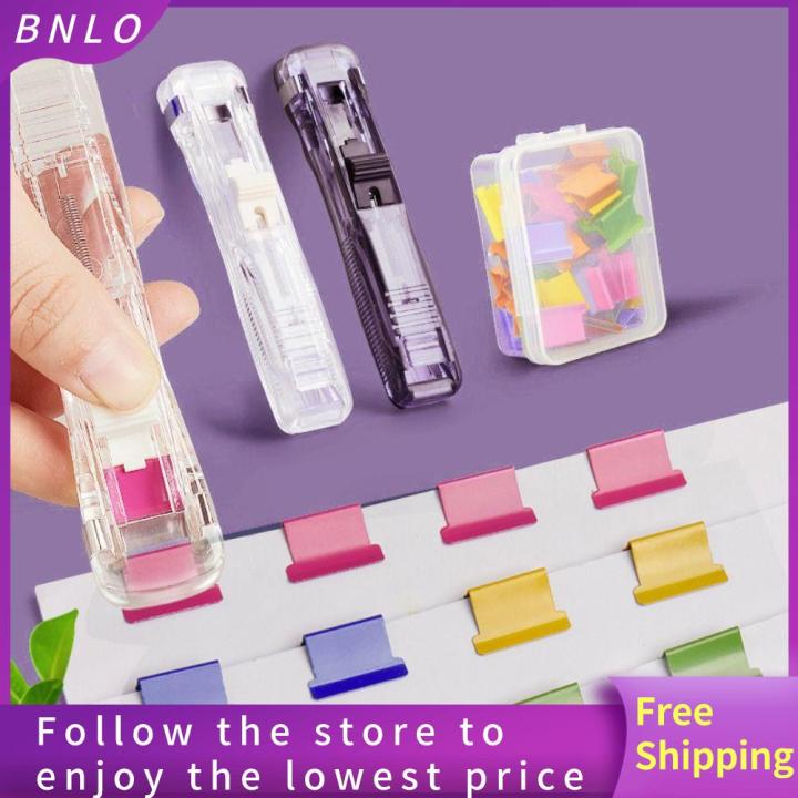 BNLO Traceless Clip Pusher Hand Push Reusable Document File Stapler ...