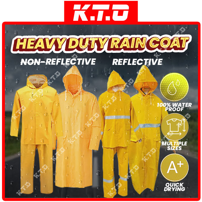 Heavy Duty PVC Waterproof Yellow Raincoat Reflective / Non-Reflective ...