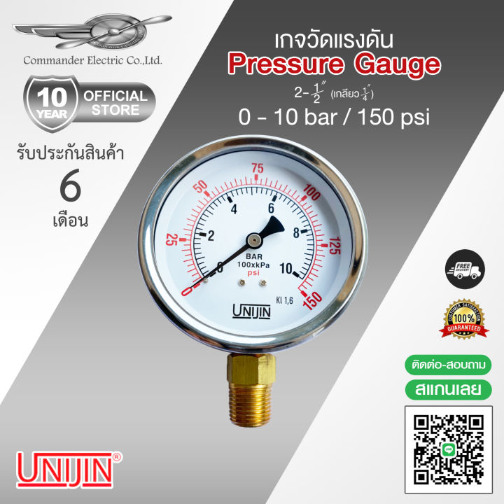 Pressure gauge เกจแรงดัน 0 - 10 Bar / 150 Psi | Lazada.co.th