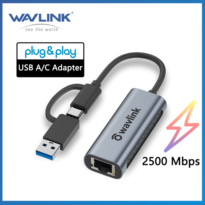 Wavlink 2500 Mbps USB 3.0 Dual Band LAN AdapteType C to 2.5 Gigabit ...