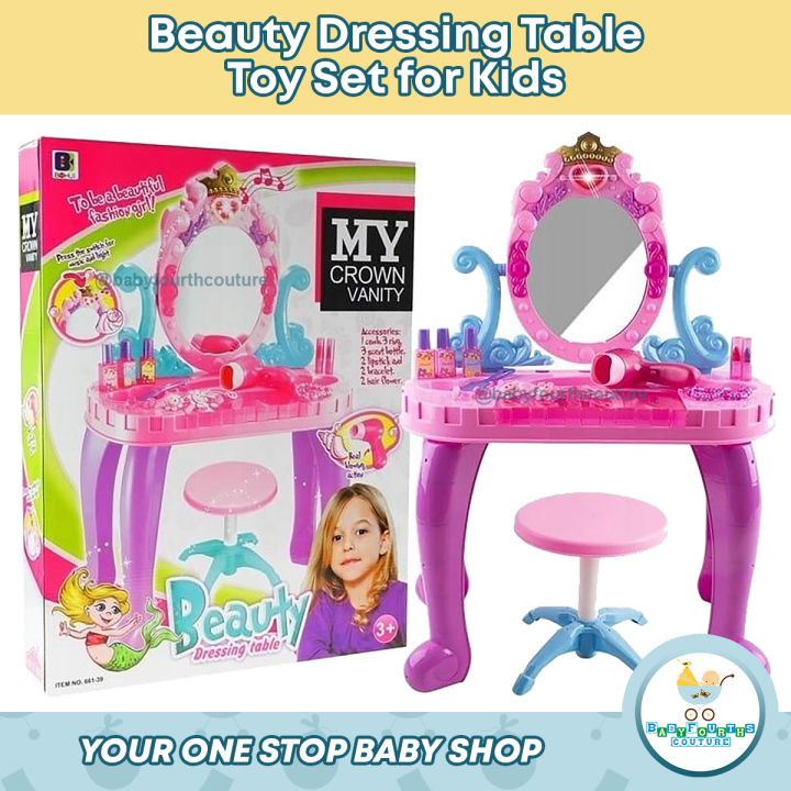 Kids Toy Beauty Dressing Vanity Table with Accessories and Chair ...