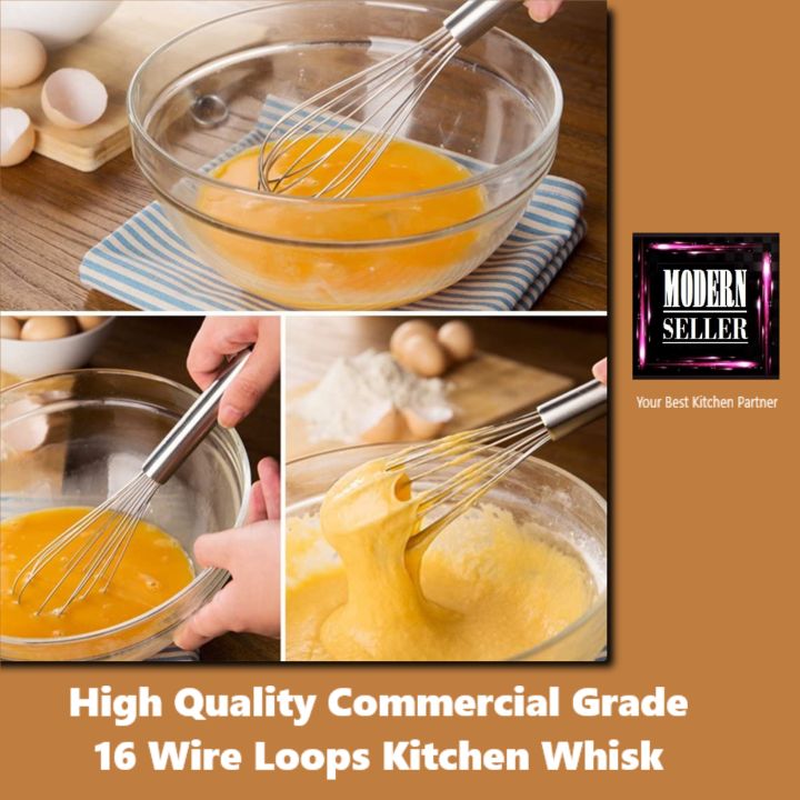 COMMERCIAL GRADE 16 WIRE LOOPS KITCHEN WHISK/ PEMUKUL TELUR/ KRIM ...