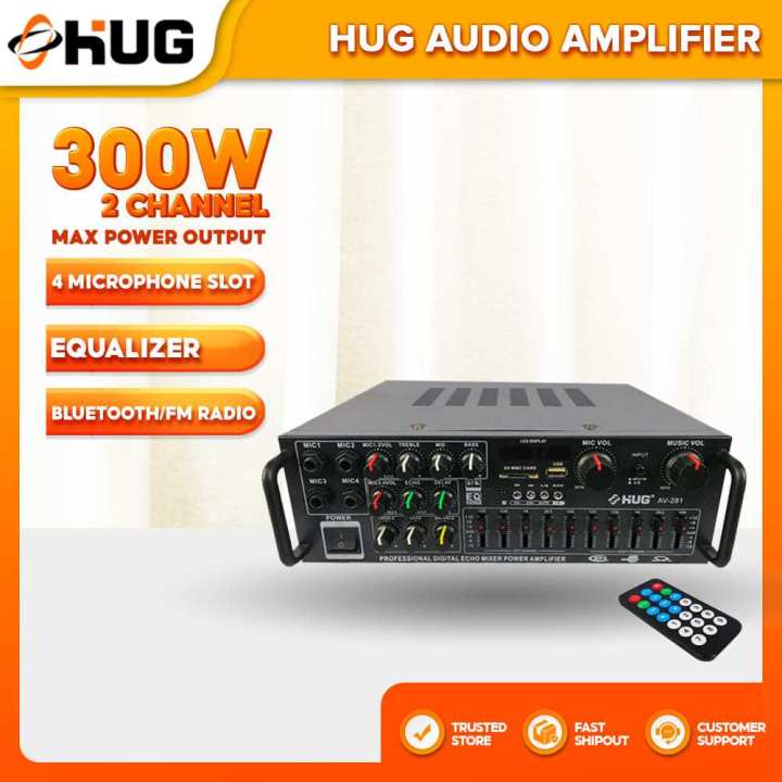 Hug 300 Watts 2 Channel Amplifier With Mixer Equalizer Usb Bluetooth Fm ...