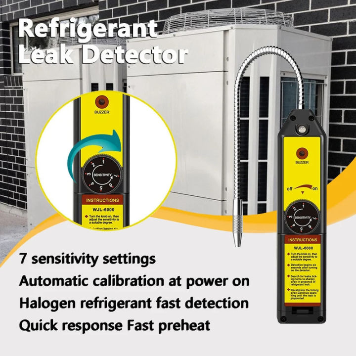 WJL-6000 Freon Leak Detector Halogen Leak Detector Refrigerant Gas HVAC ...