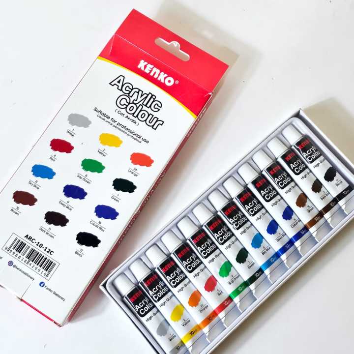 SOS Cat Lukis Acrylic KENKO 12W/Cat Akrilik/Cat Kanvas/Painting Set ...