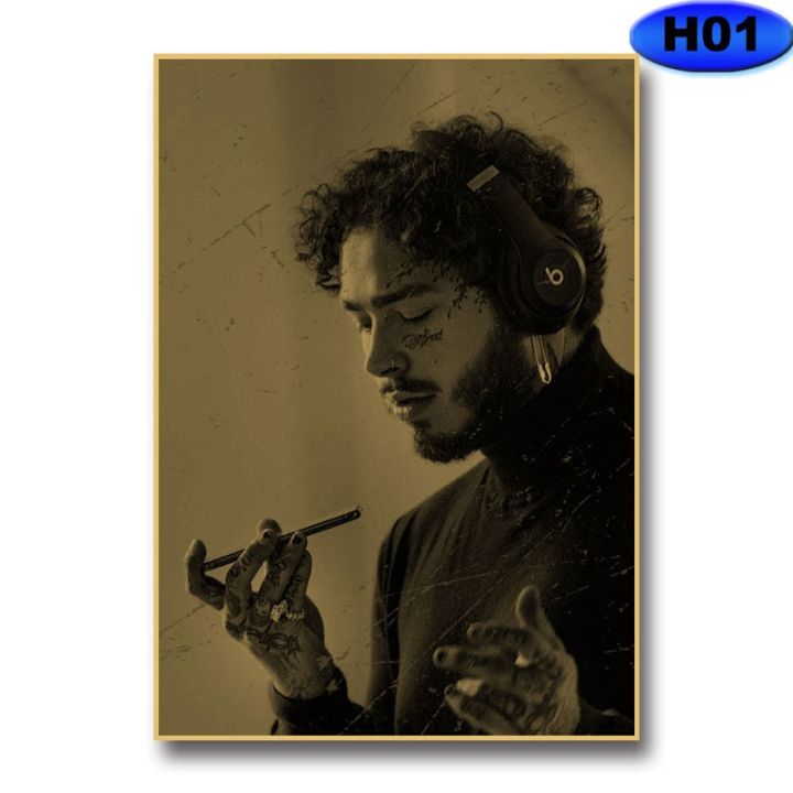 Pop Rapper Singer Post Malone Poster Retro Kraft Paper Hip Hop Music ...