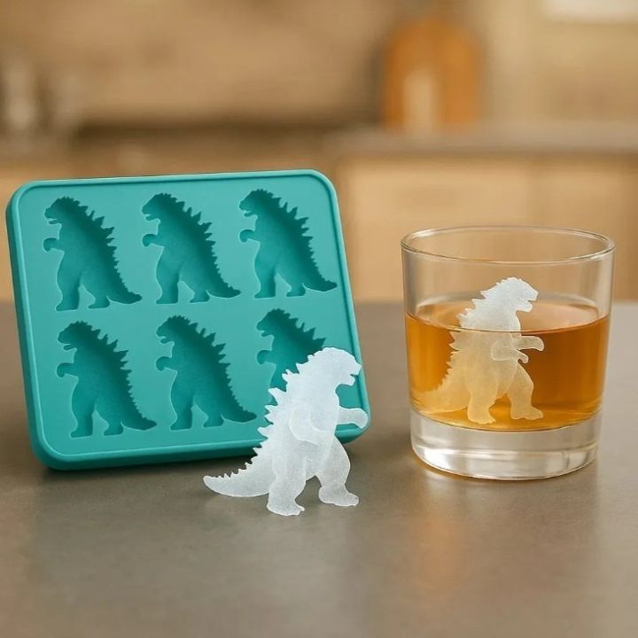Godzilla Ice Mold with Sticks – Reusable Dinosaur-Shaped Silicone Ice ...