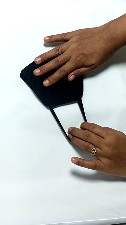 masker kain hitam polos karet kuping 2ply/masker bahan kaus katun 2 ...