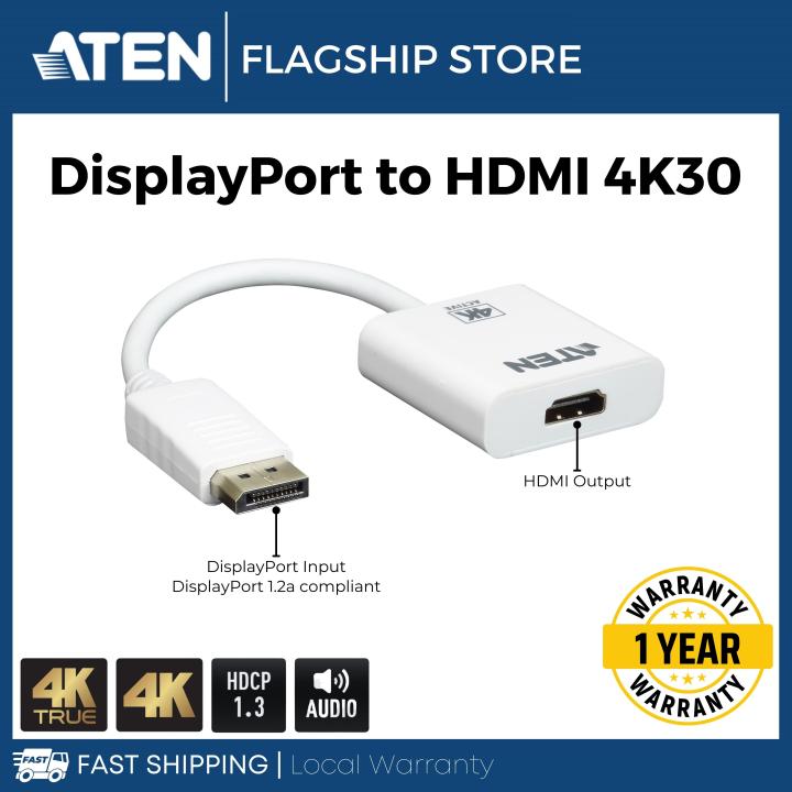 ATEN 4K DisplayPort to HDMI Converter Adapter Cable Active Type 4K ...