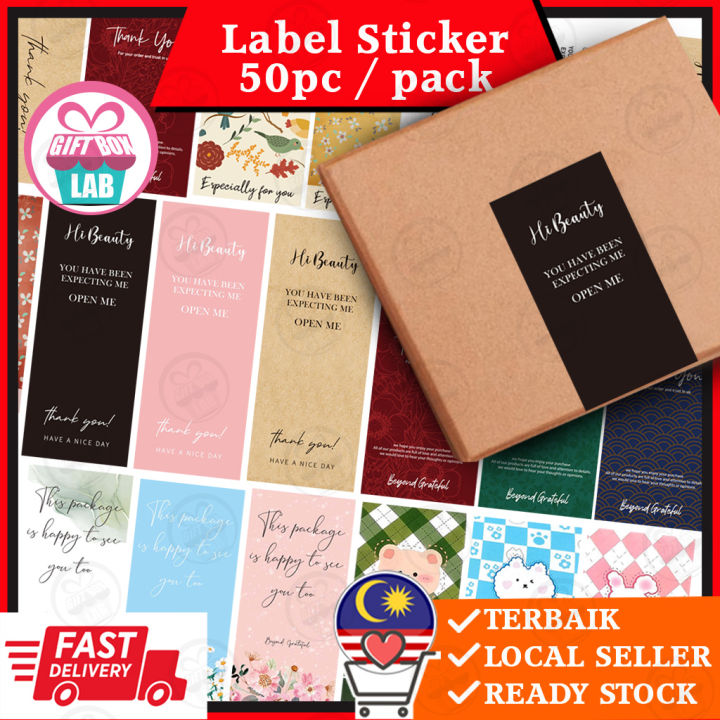 50PCS Sealing Stickers Thank You Sticker Waterproof Rectangle Size ...