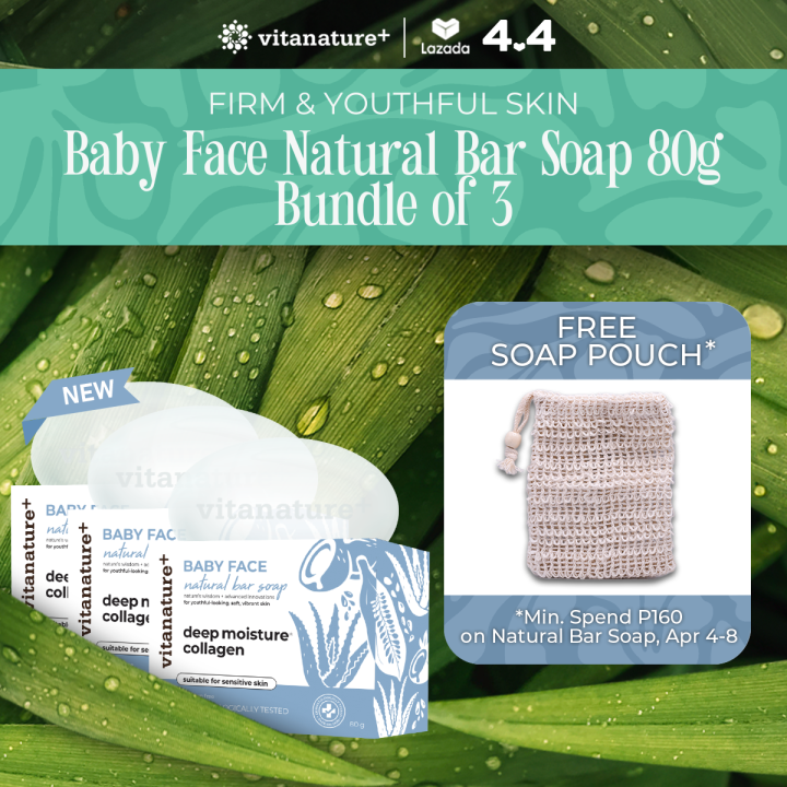 vitanature+ Baby Face Natural Bar Soap 80g Bundle of 3 [Collagen ...