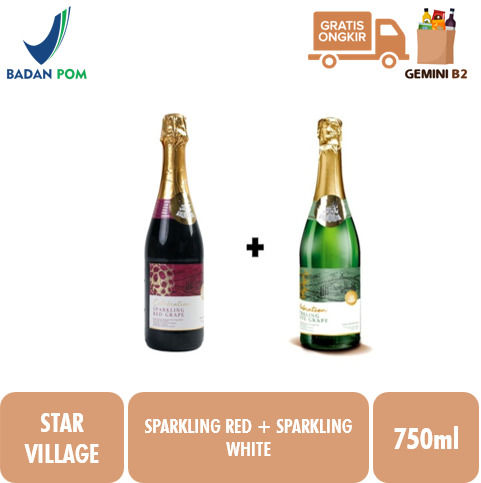 [NON ALKOHOL] Star Village Sparkling Red Grape + Sparkling White Grape 750ML/Jus Anggur Soda ...