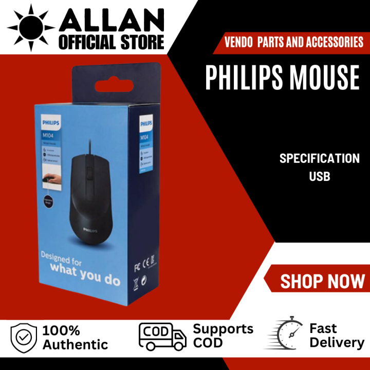 Philips M104 SPK7104 USB wired optical mouse | Lazada PH