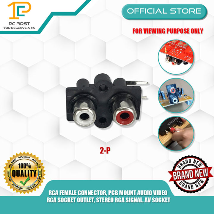 RCA FEMALE CONNECTOR (RED & WHITE), PCB MOUNT 2 POSITION SOCKET OUTLET ...