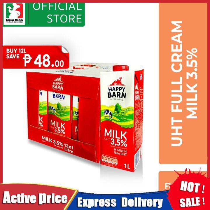 Happy Barn UHT Full Cream Milk 3.5 Full Case 12 x 1L | Lazada PH