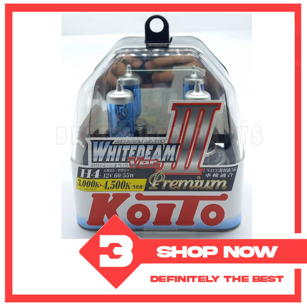 KOITO (2pcs) H4 Halogen Whitebeam Series 3 (All Weather) 12V 60/55W || P43t-38 / T16 - P/n HB ...