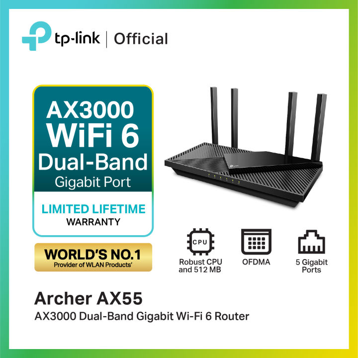 TP-Link Archer AX55 AX3000 Dual Band Gigabit Wi-Fi 6 Router เราเตอร์ ...