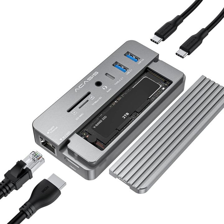 ACASIS 10 in 1 Docking Station USB-C 3.2 HUB 10Gbps with M.2 NVME and SATA SSD Enclosure HDMI ...
