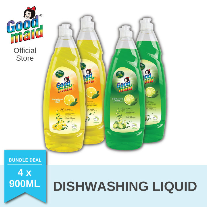 Goodmaid Dishwashing Liquid - Lemon (900ml x 2) + P. Lime (900ml x 2) | Lazada