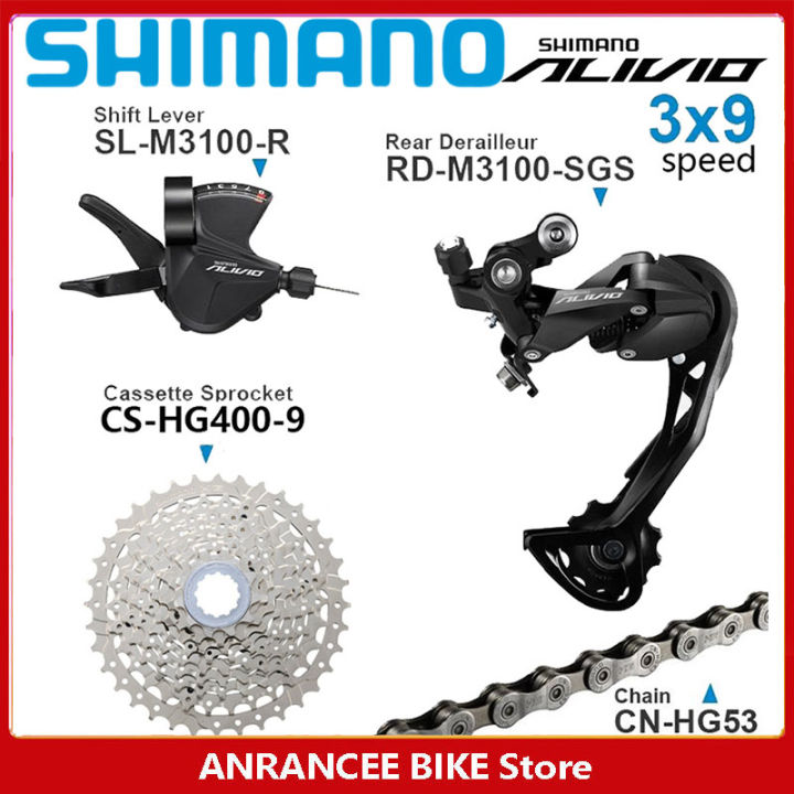 Shimano Alivio M3100 Groupset 9 Speed MTB Mountain Bike Rear Derailleur ...